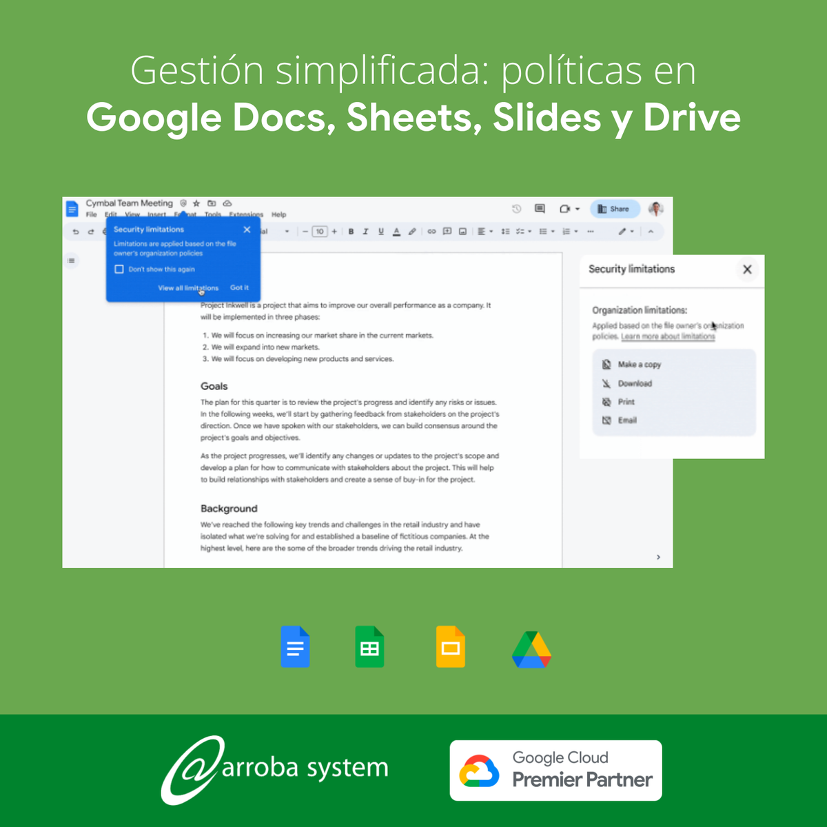 Gestión simplificada: políticas en Google Docs, Sheets, Slides y Drive&...