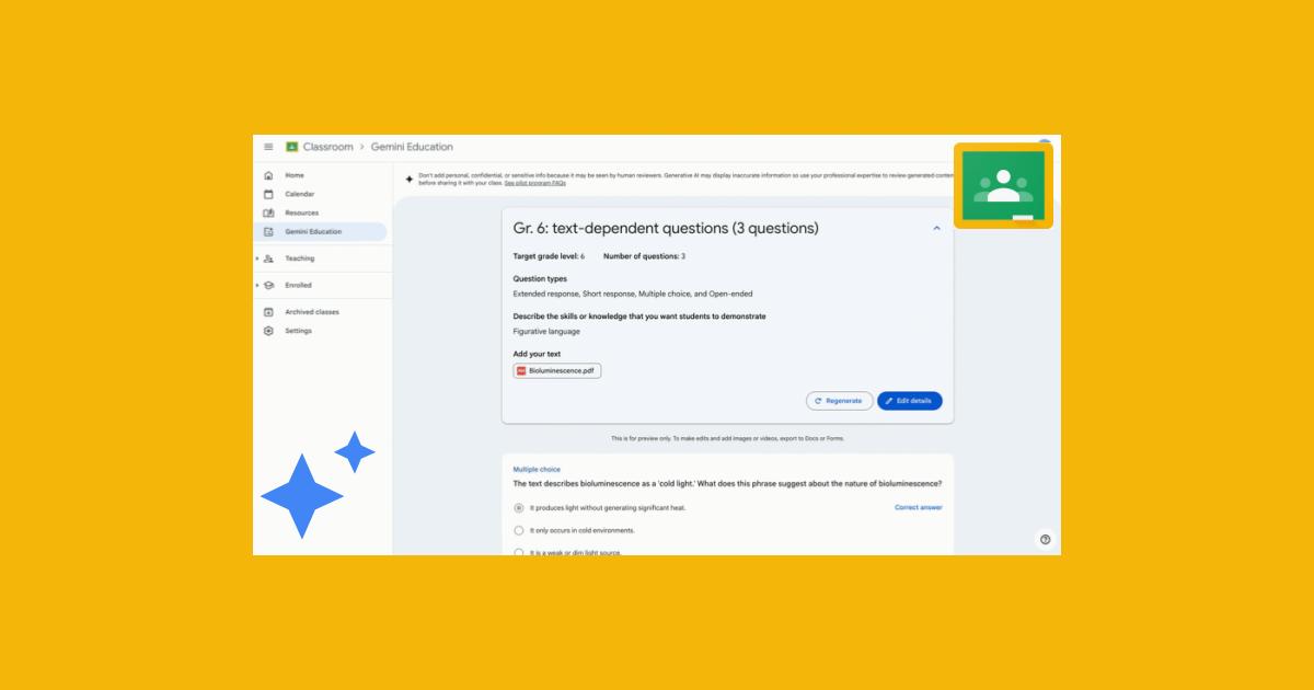 Crea quizzes en minutos con Gemini en Google Classroom | Arro...